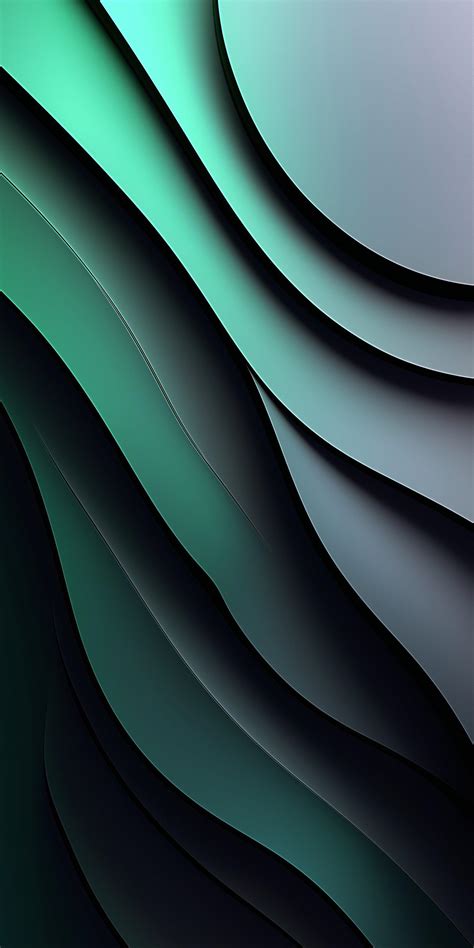 Modern Green Abstract Layered Waves Design Hd Wallpaper Fors