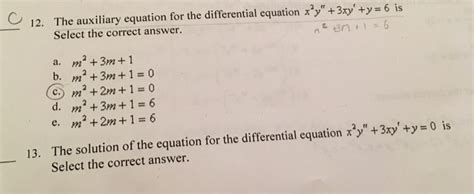 Solved 12 The Auxiliary Equation For The Differential