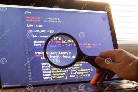 Php Back End Code Zoomed Through A Magnifier Computer Programming