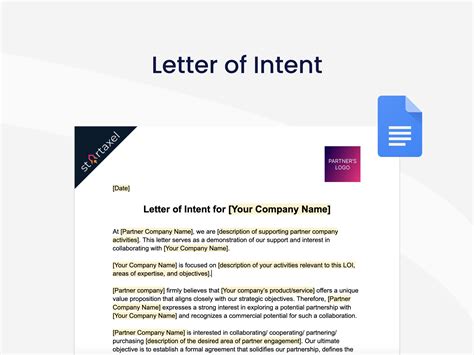 Letter Of Intent Template Etsy