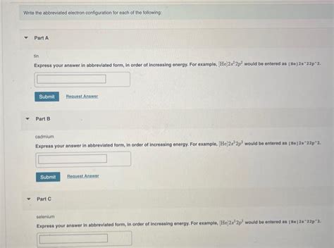 Solved Write The Abbreviated Electron Configuration For Each Chegg