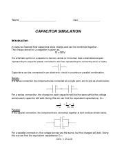 Understanding Capacitors Simulation Series Parallel Course Hero