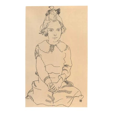 1968 Schiele Lithograph 60 Seated Girl Maria Steiner Chairish
