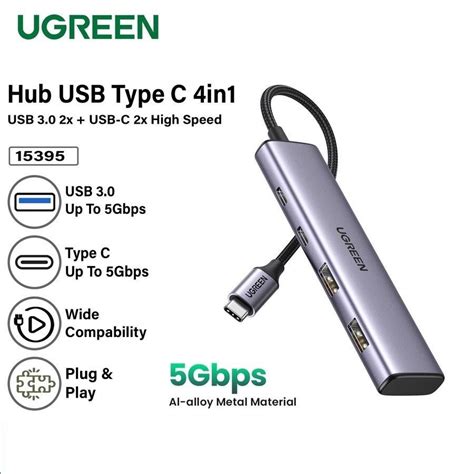 Usb Hub UGreen 4in1 USB C To 2x USB A 2x USB C 15395