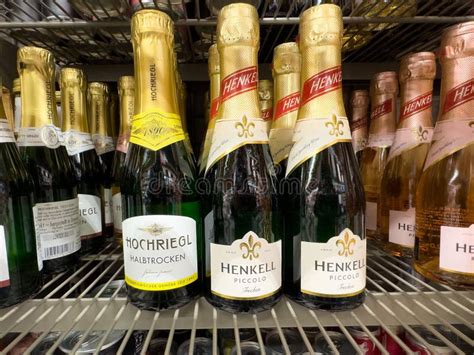 Assorted Sparkling Wine Bottles On Store Shelf Featuring Henkell Brands
