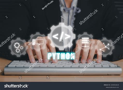 Python Programming Language Woman Hand Typing Stock Photo Shutterstock