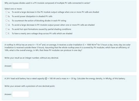 Solved Why Are Bypass Diodes Used In A Pv Module Composed Of