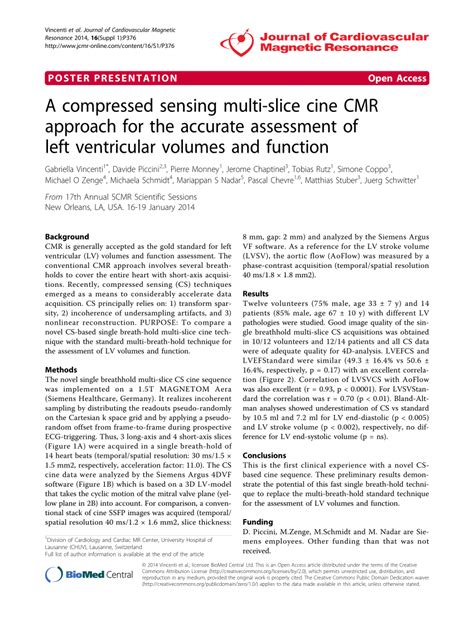 Pdf A Compressed Sensing Multi Slice Cine Cmr Approach For The