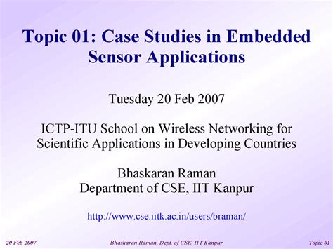 Wireless Sensor Networks Embedded Wireless Sensors Lecture 01 Slides