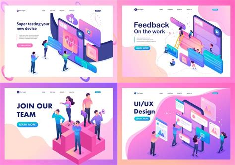 Premium Vector Isometric Bright Concept Testing Device Feedback Ux Design Join Our Team