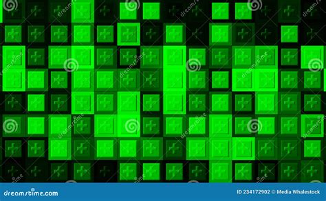 Abstract Geometric Background With A Wall Of Blinking Boxes With A Cross Sign Motion Stock
