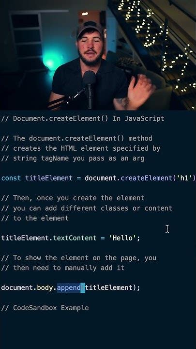 document createelement in javascript explained in youtube