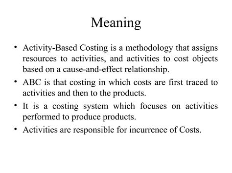 Activity Based Costing Ppt Business And Finance
