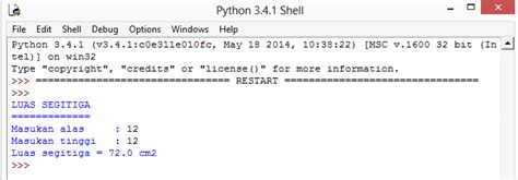 membuat program sederhana menggunakan python luas segitiga