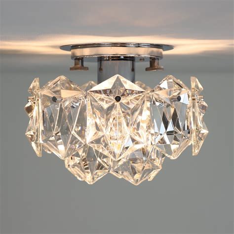 Chromed Metal And Crystal Glass Ceiling Lights By Kinkeldey 1970s 123380