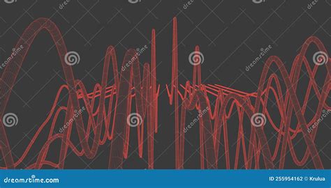 Vector Abstract Background With A Wireframe Dynamic Waves Line And Particles Stock Vector