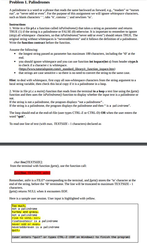 Solved A Palindrome Is A Word Or A Phrase That Reads The