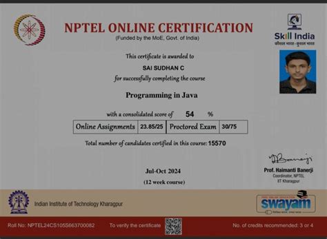 sai sudhan chinnaiyah on linkedin nptel java skillindia learning
