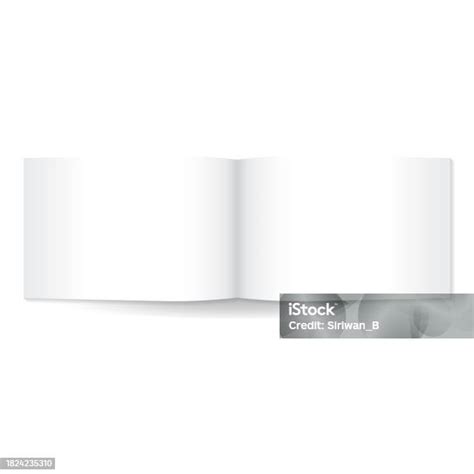 빈 흰색 반 접기 수평 직사각형 브로셔 또는 전단지 모형 템플릿 0명에 대한 스톡 벡터 아트 및 기타 이미지 0명 2단