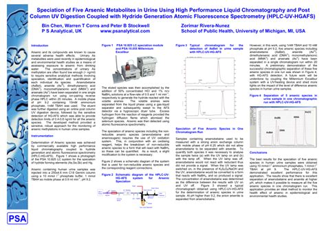 Pdf Speciation Of Five Arsenic Metabolites In Urine Using High Performance Liquid