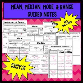 Mean Median Mode Range Notes Practice Measures Of Center Notes Guided Notes Love Math
