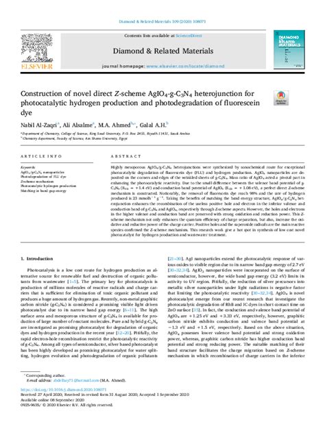 Pdf Construction Of Novel Direct Z Scheme Agio4 G C3n4 Heterojunction For Photocatalytic