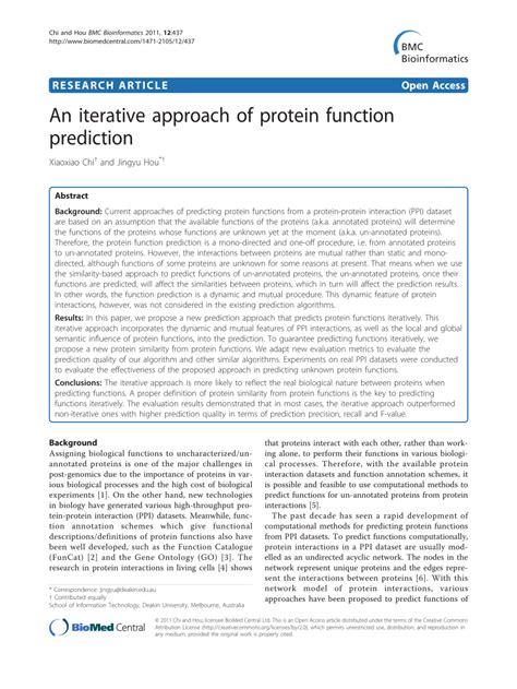 Pdf An Iterative Approach Of Protein Function Prediction