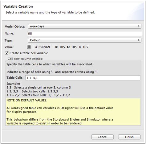 Storyboard Tutorial User Interface Table Variables