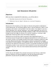 Lab Resonance Docx Lab Resonance Points Objectives After You Have