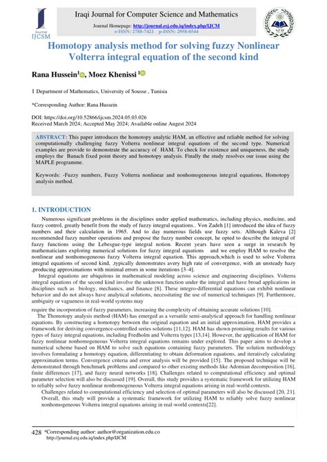 Pdf Homotopy Analysis Method For Solving Fuzzy Nonlinear Volterra
