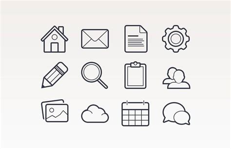Outlined Basic Vector Icons — Medialoot