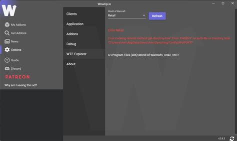 options wtf explorer error invoking remote method get directory