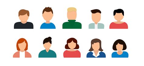 소녀와 소년을 위한 아바타 아이콘 세트 남자와 여자 아바타의 프로필 플랫 디자인 벡터 일러스트레이션 다양에 대한 스톡 벡터 아트