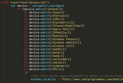 Redireccionar a sitio web móvil con JavaScript Yo el programador