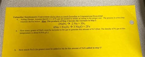 Solved Unfamiliar Stoichiometry Conversions Solve These To