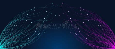 Abstract Lines With Dots Over Dark Background Connecting Or Big Data