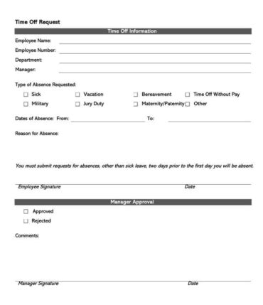 Free Employee Time Off Request Forms Word