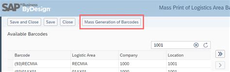 Export Multiple Logistics Area Barcodes Seidor Mobile Wmscloud