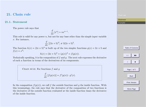 Chainrule Screen Summary Of The Chain Rule Chain Rule Statement Examples Table Of Contents