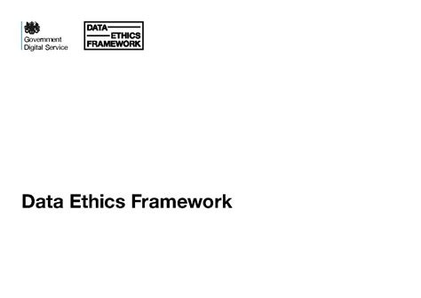 Data Ethics Framework 2020 Government Digital Service © Crown