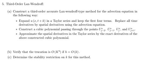 Solved Third Order Lax Wendroff A ﻿construct A Third Order