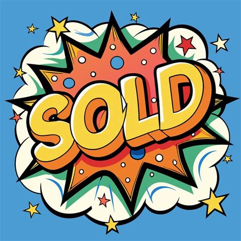 Comic BookStyle Vector Template with Sold Out in Speech Bubbles Thunder Sign Bold Colors ...