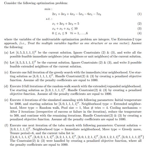 Solved Consider The Following Optimization Problem Min Chegg Com