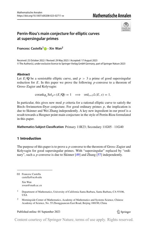 Perrin Rious Main Conjecture For Elliptic Curves At Supersingular Primes