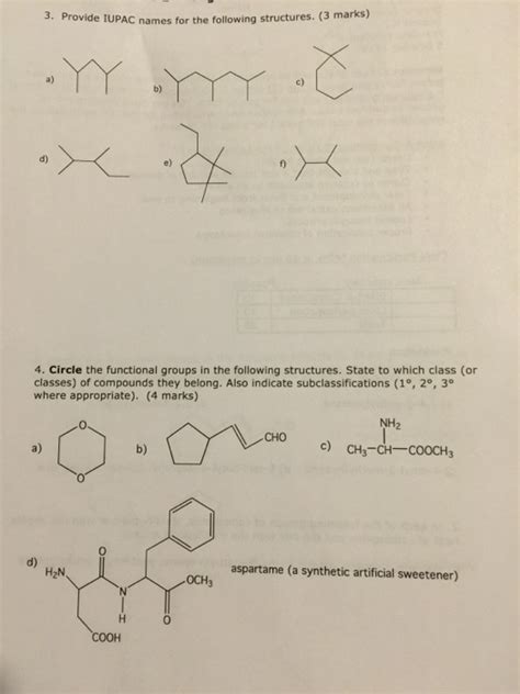 solved 3 provide iupac names for the following structures4