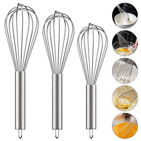 Whisks For Cooking 3 Pack Stainless Steel Whisk For Blending Whisking