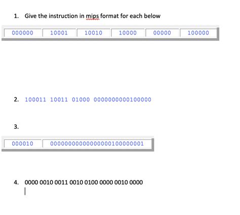 Solved 1 Give The Instruction In Mips Format For Each