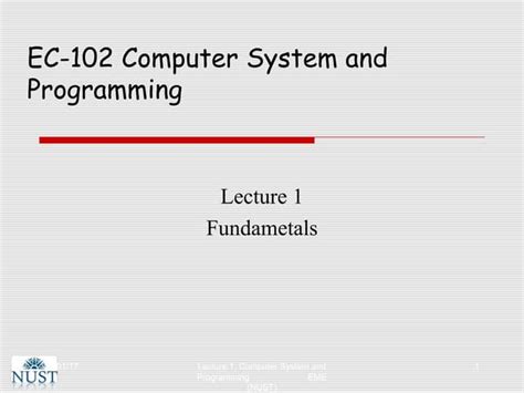 Fundamentals Of Computer System And Programming Ec 105 Ppt
