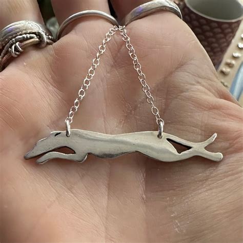 A Perfectly Simple Running Greyhound Necklace Hand Made In Eco Friendly