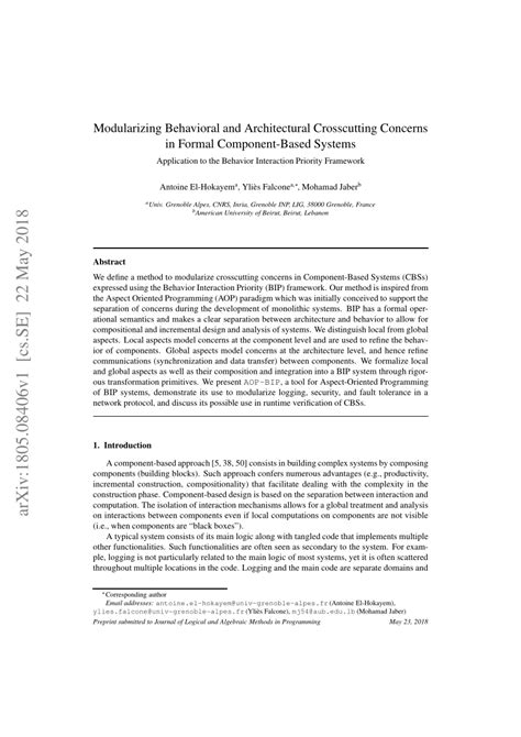 Pdf Modularizing Behavioral And Architectural Crosscutting Concerns